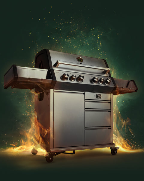 Big FRED 4-Brenner Deluxe Gasgrill mit Grill Beistellwagen und Gusseis ...